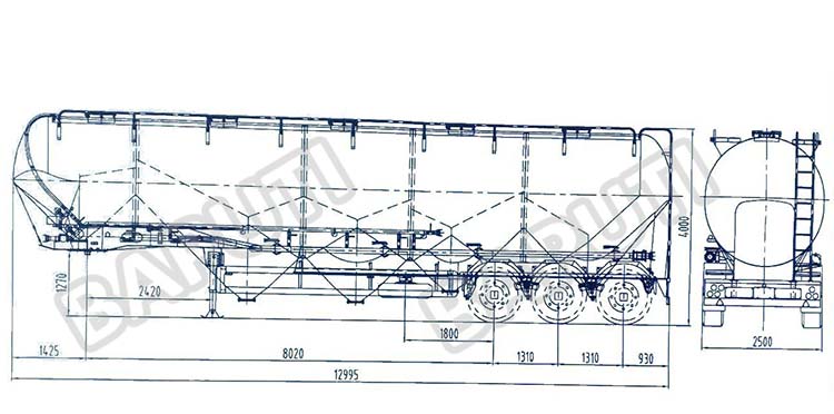 60CBM 30 Ton Flour Tanker Trailer For Sale